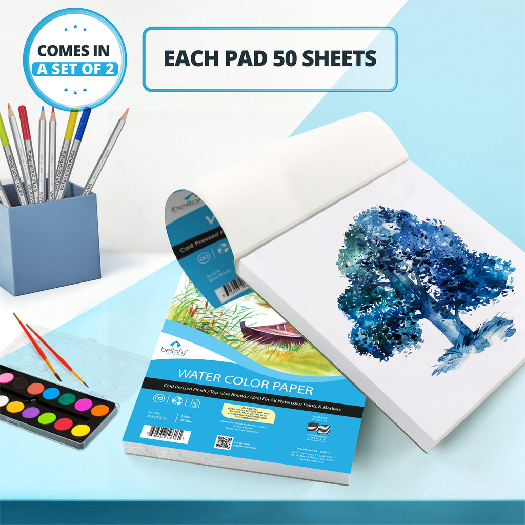 2X Watercolor Paper Pads - 9x12 in - Watercolor Sketchbook Journal wit ...