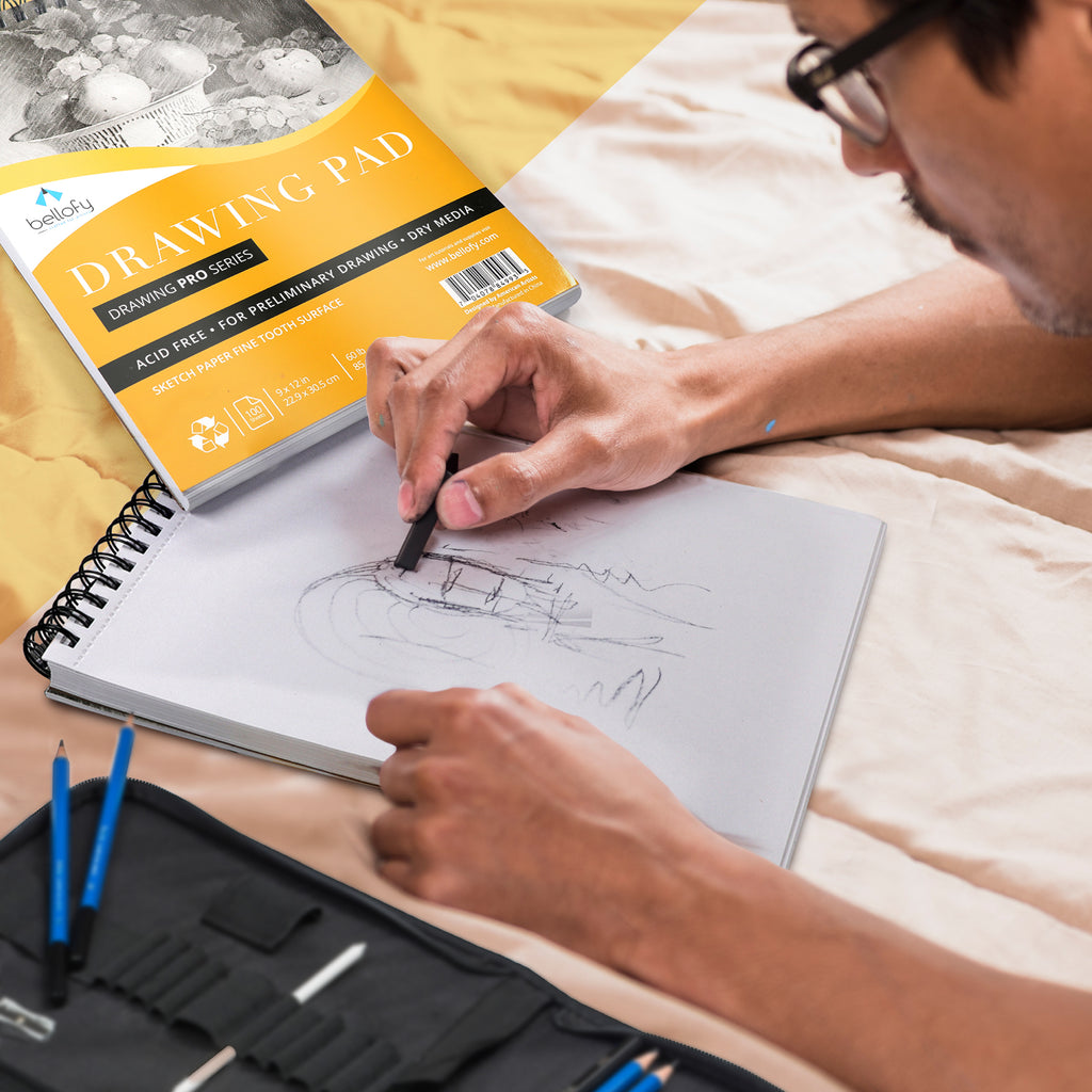 Drawing Paper Pad Set of 3 9" x 12" Each with 100 Sheets For Dry Media ...